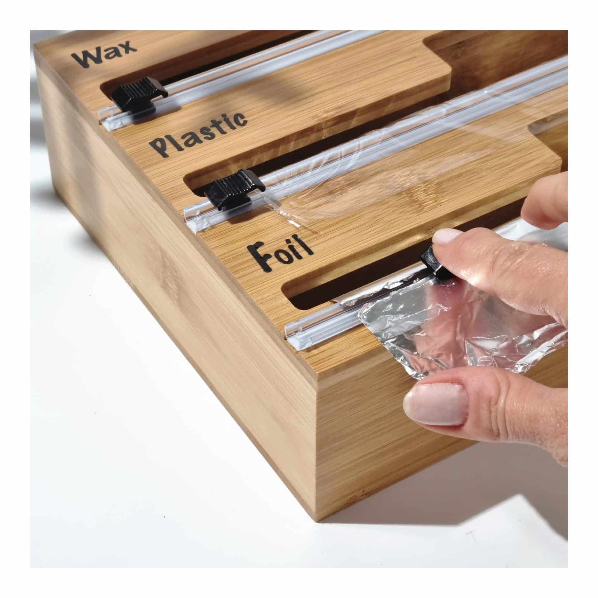 Bamboo 3 in 1 Plastic, Foil & Wax Wrap Dispenser - Trendz of today