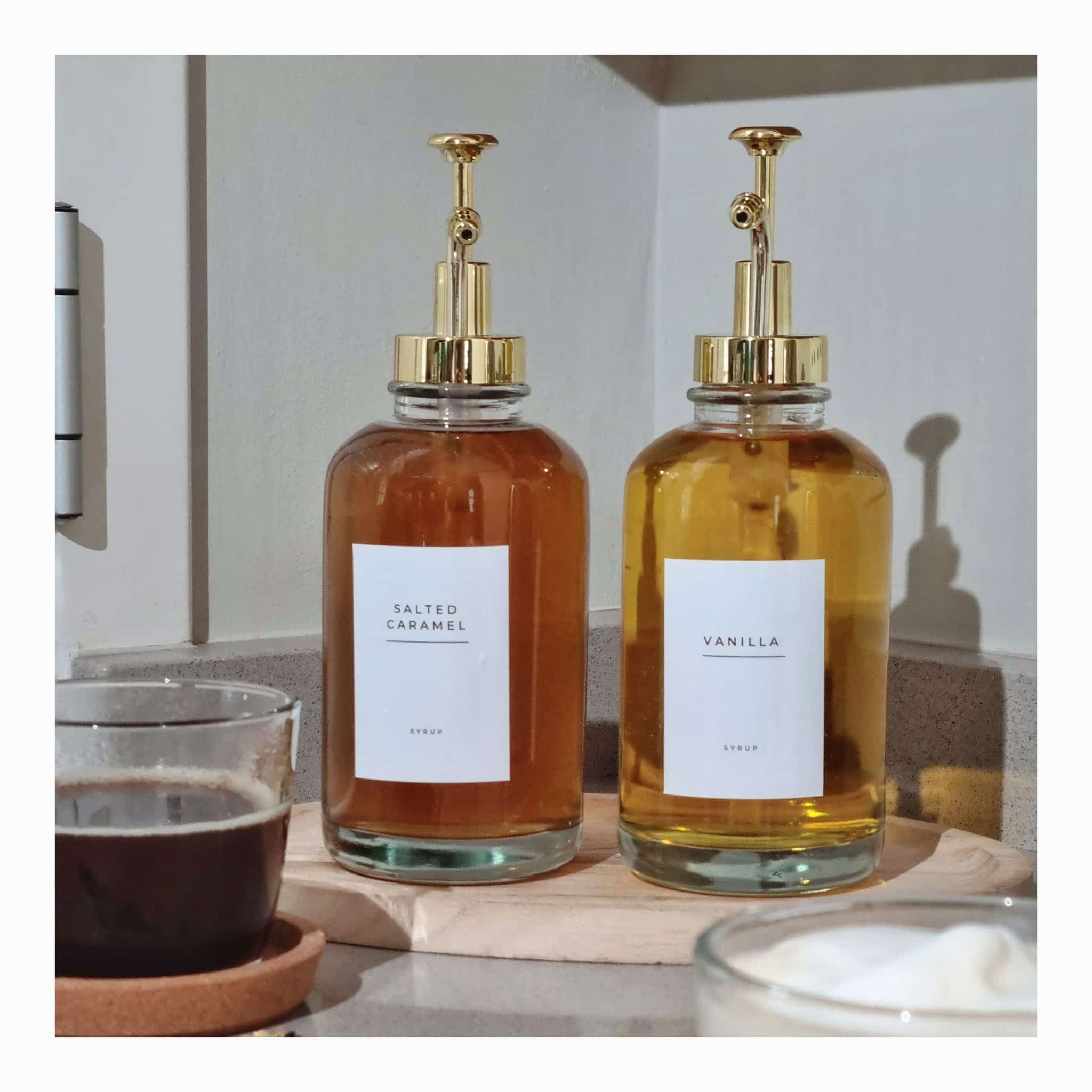Pack of 2 Glass Syrup Pump Bottles - Gold - Trendz of today